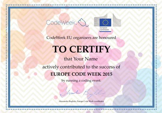 Code Week EU event organisers to receive a certificate! | Code Week